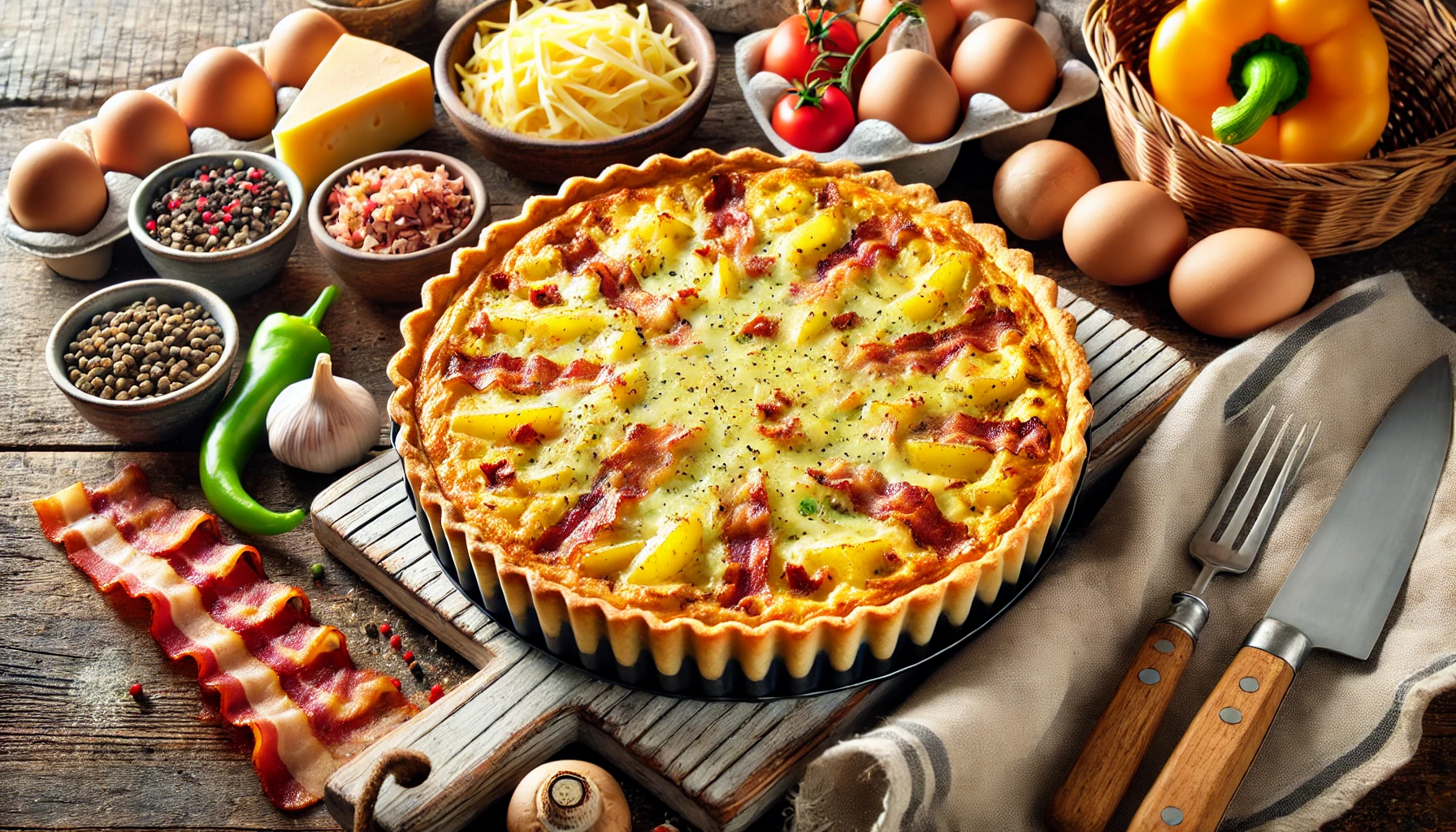 Easy Potato And Bacon Crustless Quiche Recipe: Step-by-Step Guide ...